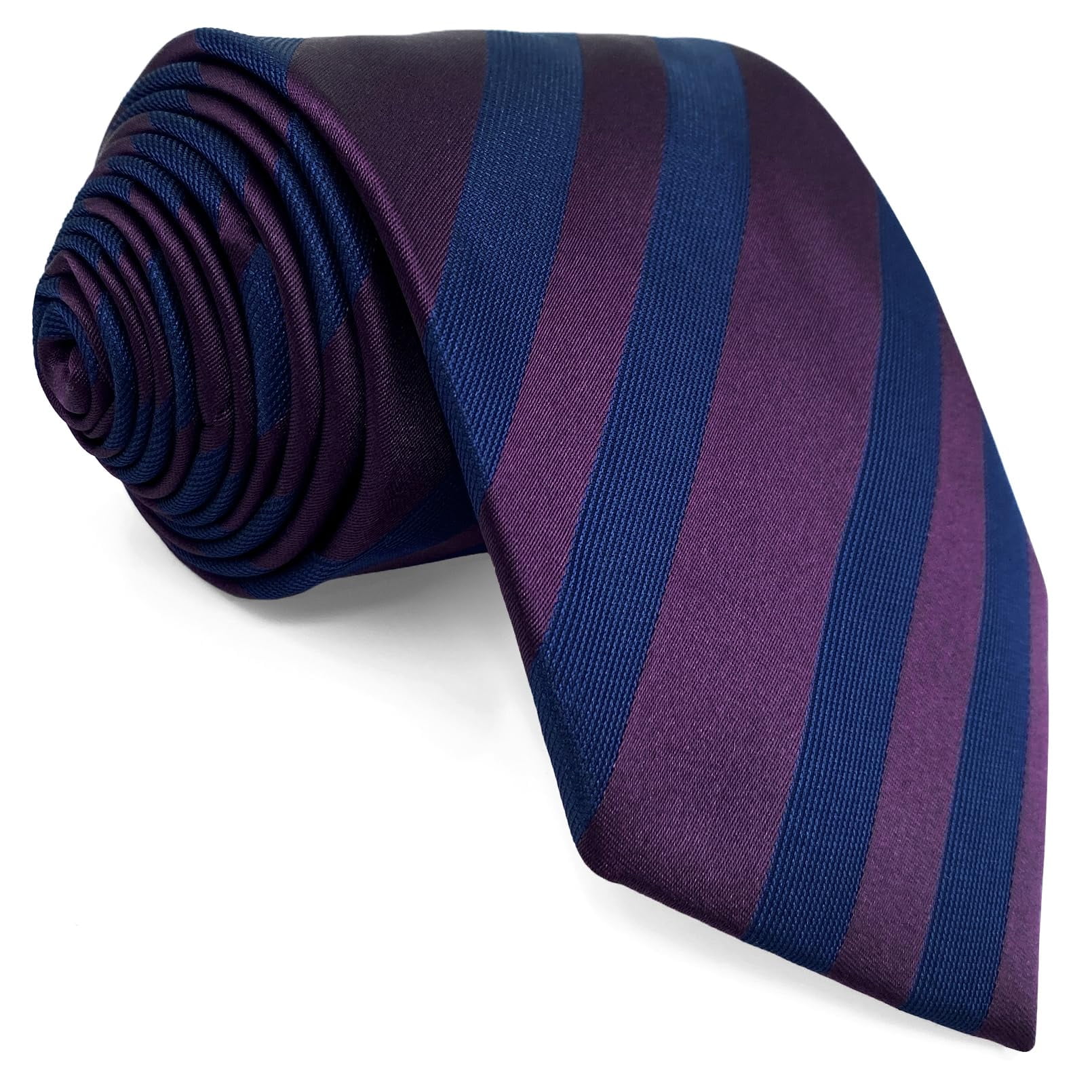 Navy Blue Grape Purple Necktie for Men Stripes Striped Silky Touch ...