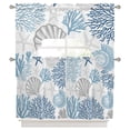 Navy Blue Gray Coastal Curtains Swag and Tiers Curtains Set, Summer ...