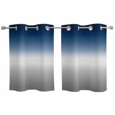 Blue Grey Kitchen Curtains Small Short 39 Inch Length, Modern Oil ...