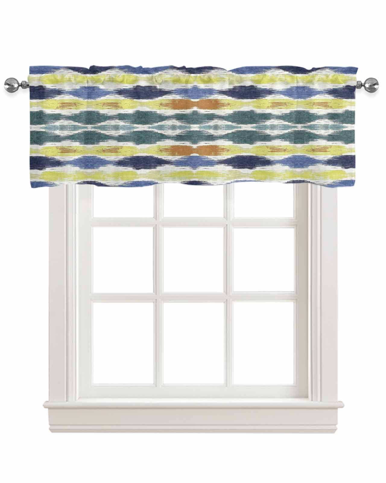 Navy Blue Green Kitchen Valances for Windows Farmhouse Linen Window ...