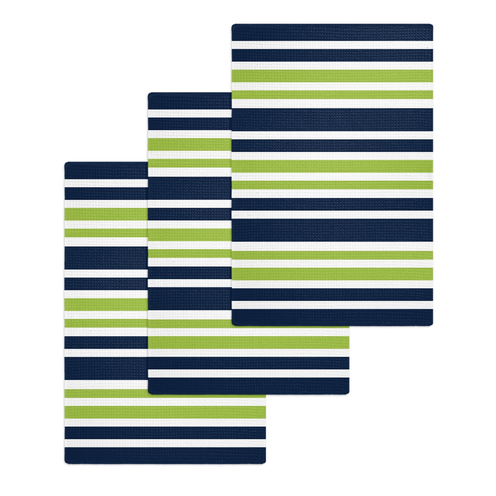 Navy Blue Green Striped Kitchen Dish Towels for Drying Dishes Set of 3 ...
