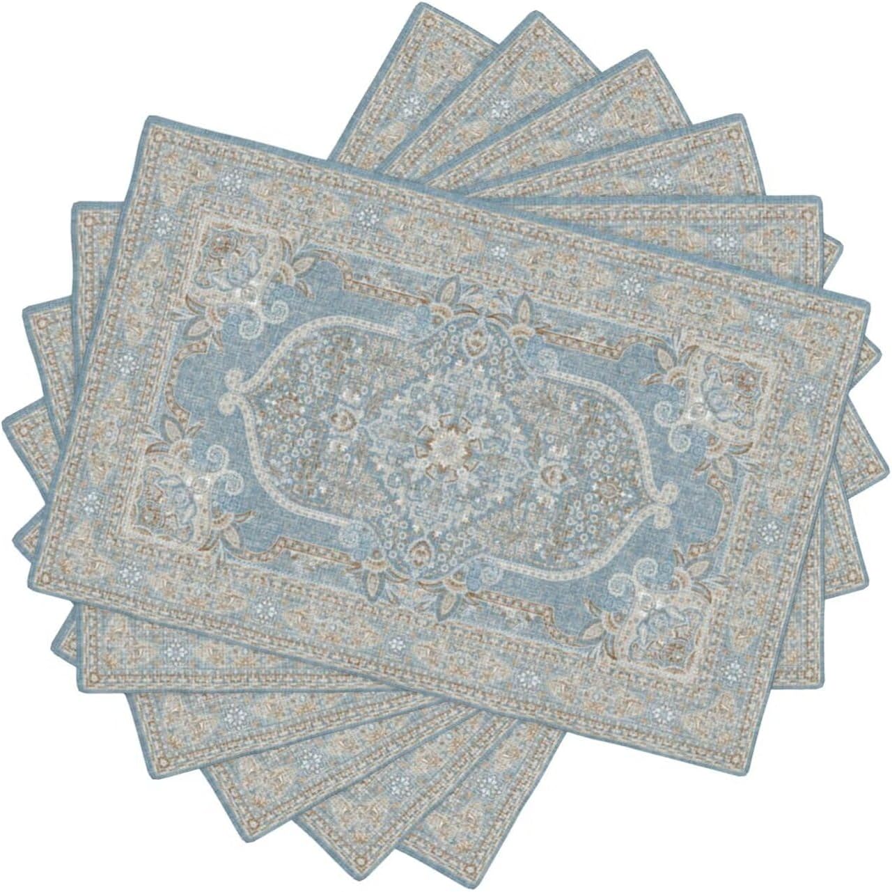 Navy Blue Grey Ethnic Boho Table Placemats Set of 6 Vintage William ...