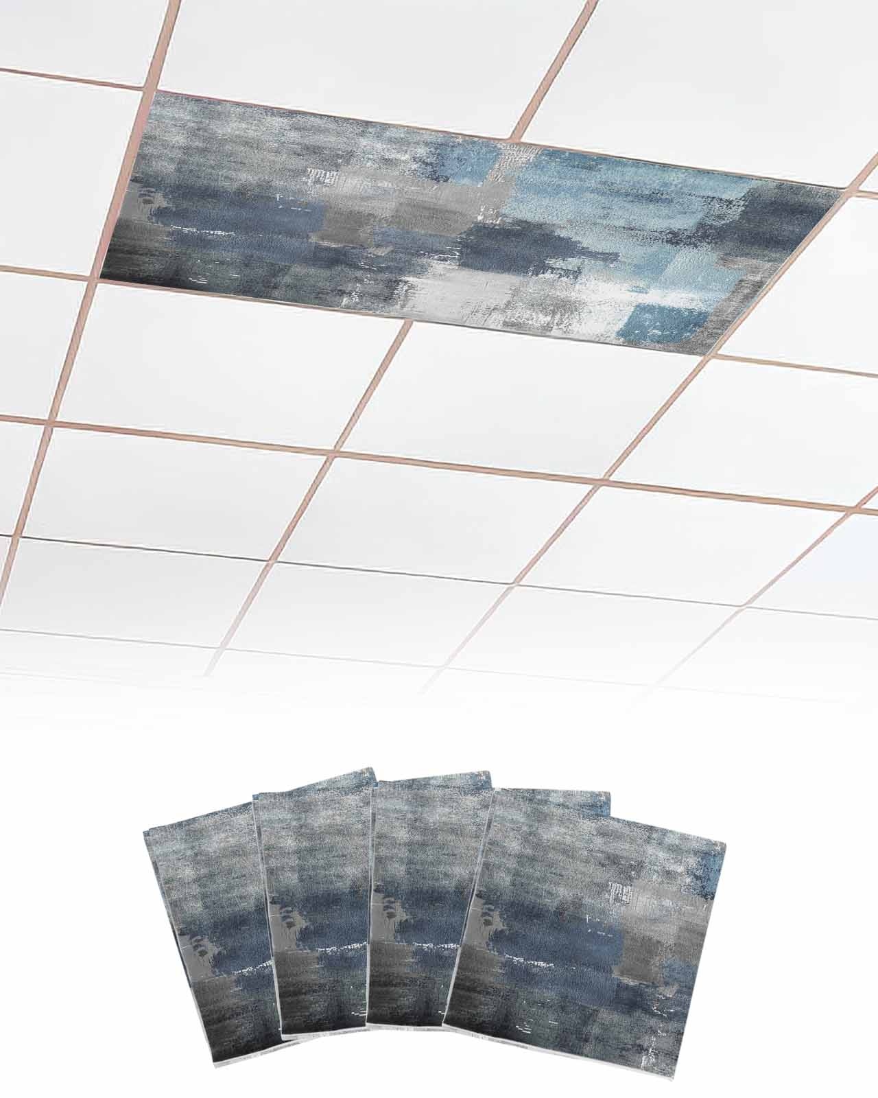 Navy Blue Grey Fluorescent Light Covers for Ceiling Lights 4x2 feet,4 ...