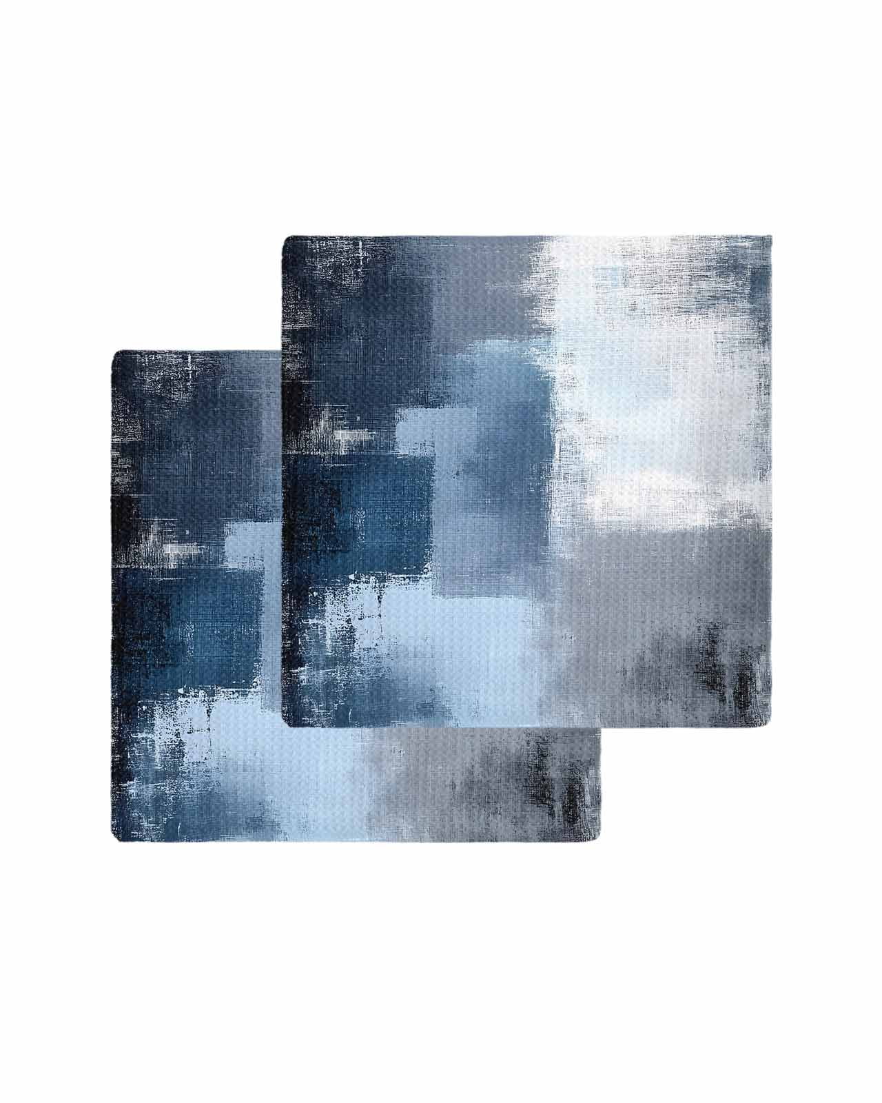 Navy Blue Grey Kitchen Dish Towels for Drying Dishes Set of 2, Modern Ombre Oil Painted Abstract ...