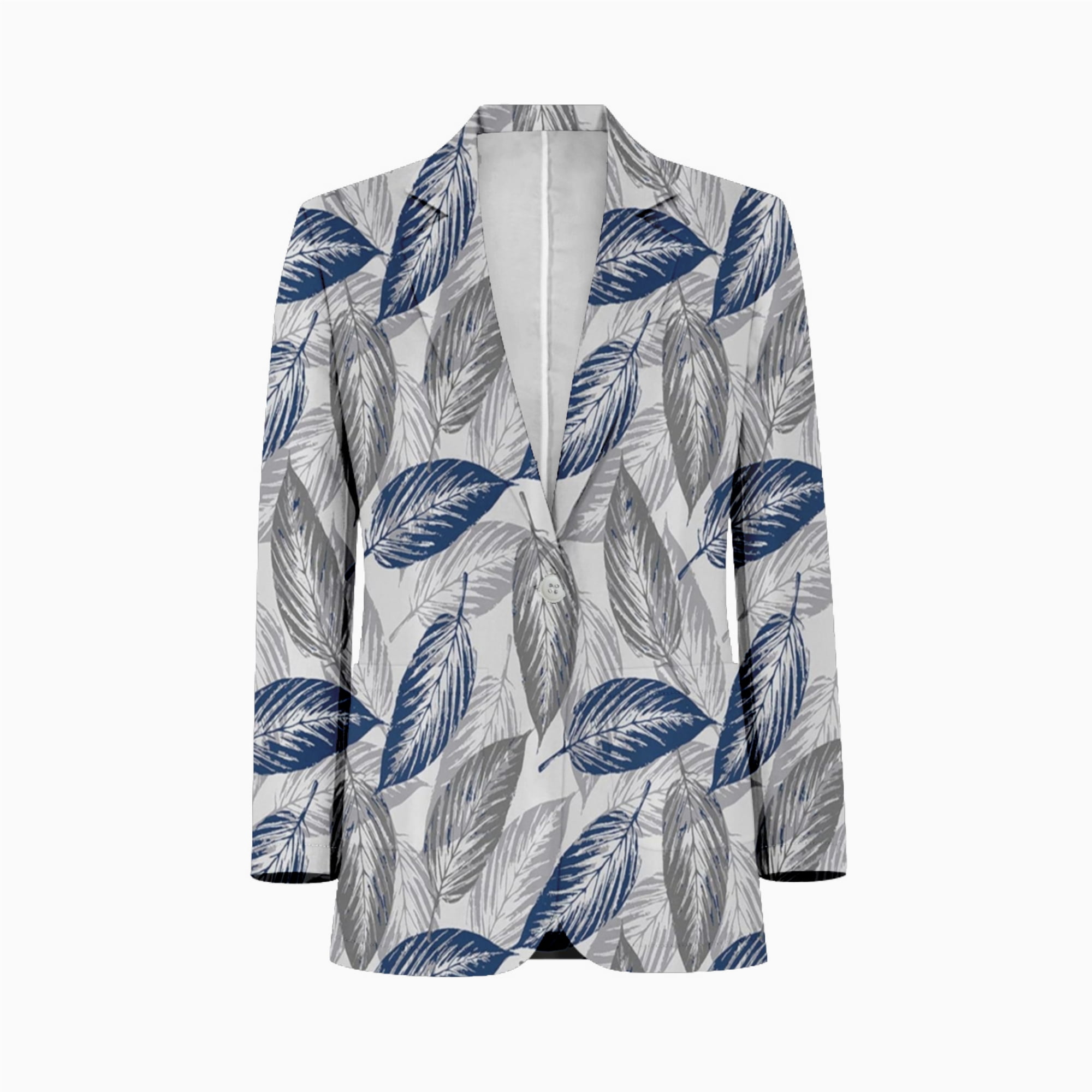 Navy Blue Grey Leaf Customized Men's Suits full man Shawl Collar ...
