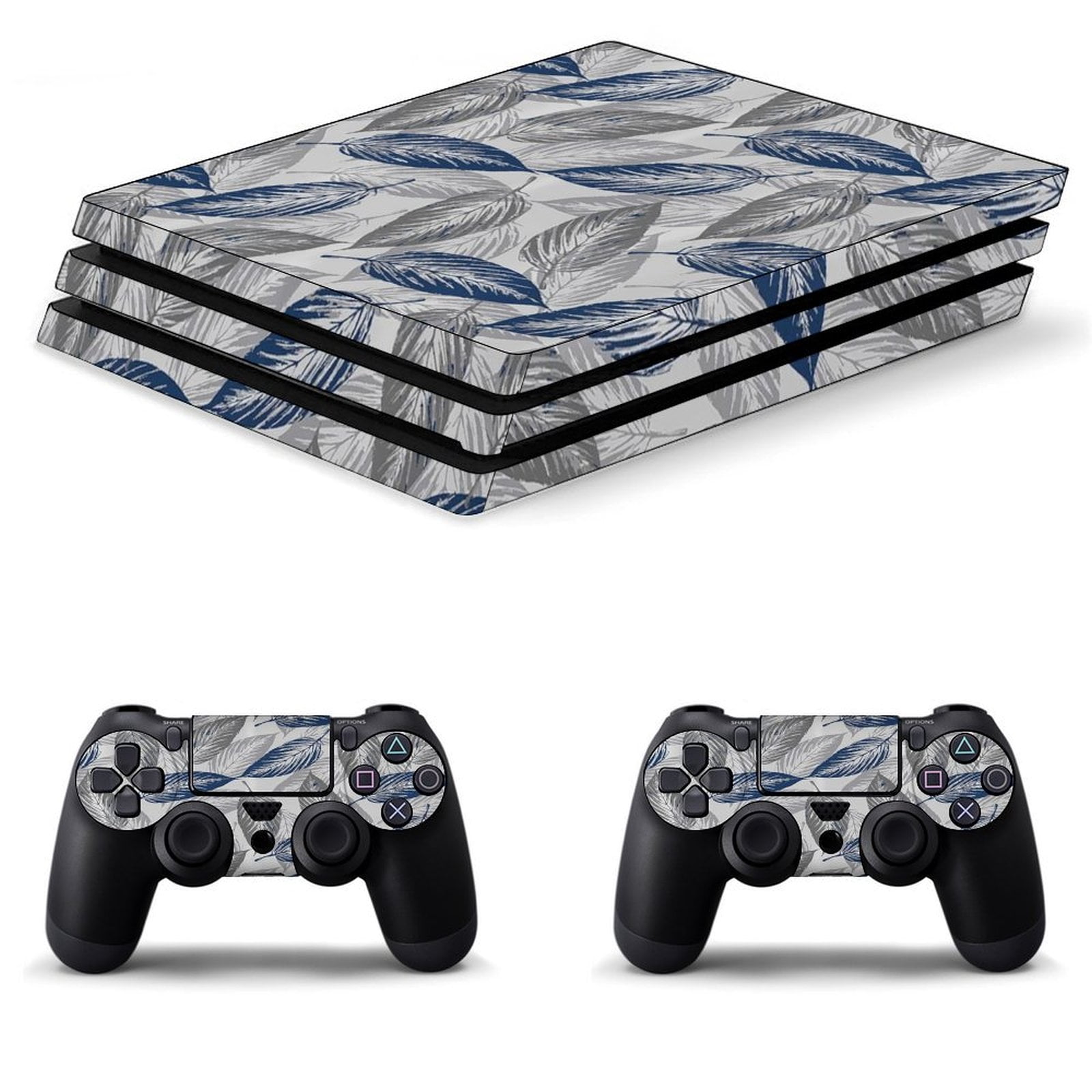 Navy Blue Grey Leaf PS4/PS4 Pro/PS4 Slim Skin Sticker For Console And ...
