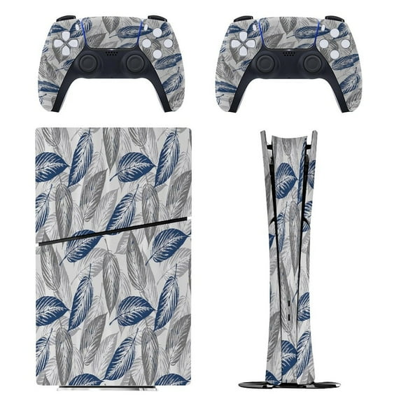Navy Blue Grey Leaf PS5/PS5 Pro/PS5 Slim Digital Disc Skin Sticker For ...