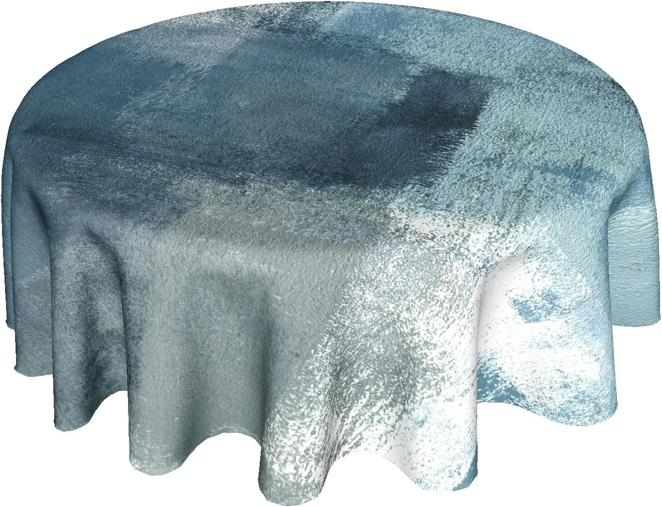 Navy Blue Grey Round Tablecloth 60 Inch Ruitic Teal White Table Cloth ...