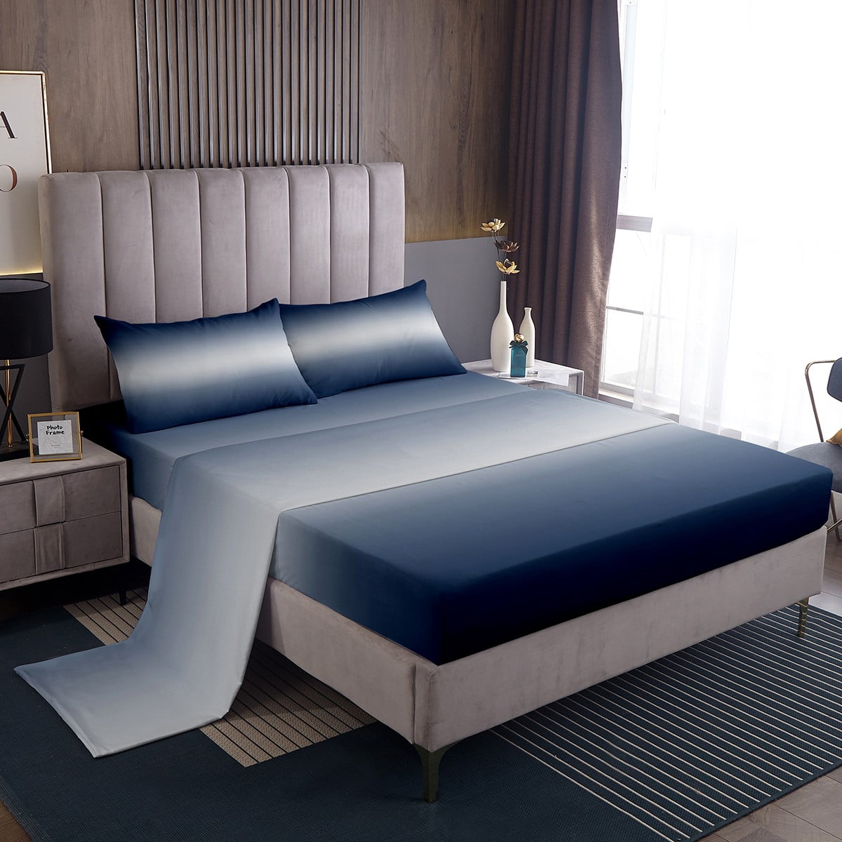 Navy Blue and Greyish White Sheets Ombre Blue Gradient Grey White Sheet ...