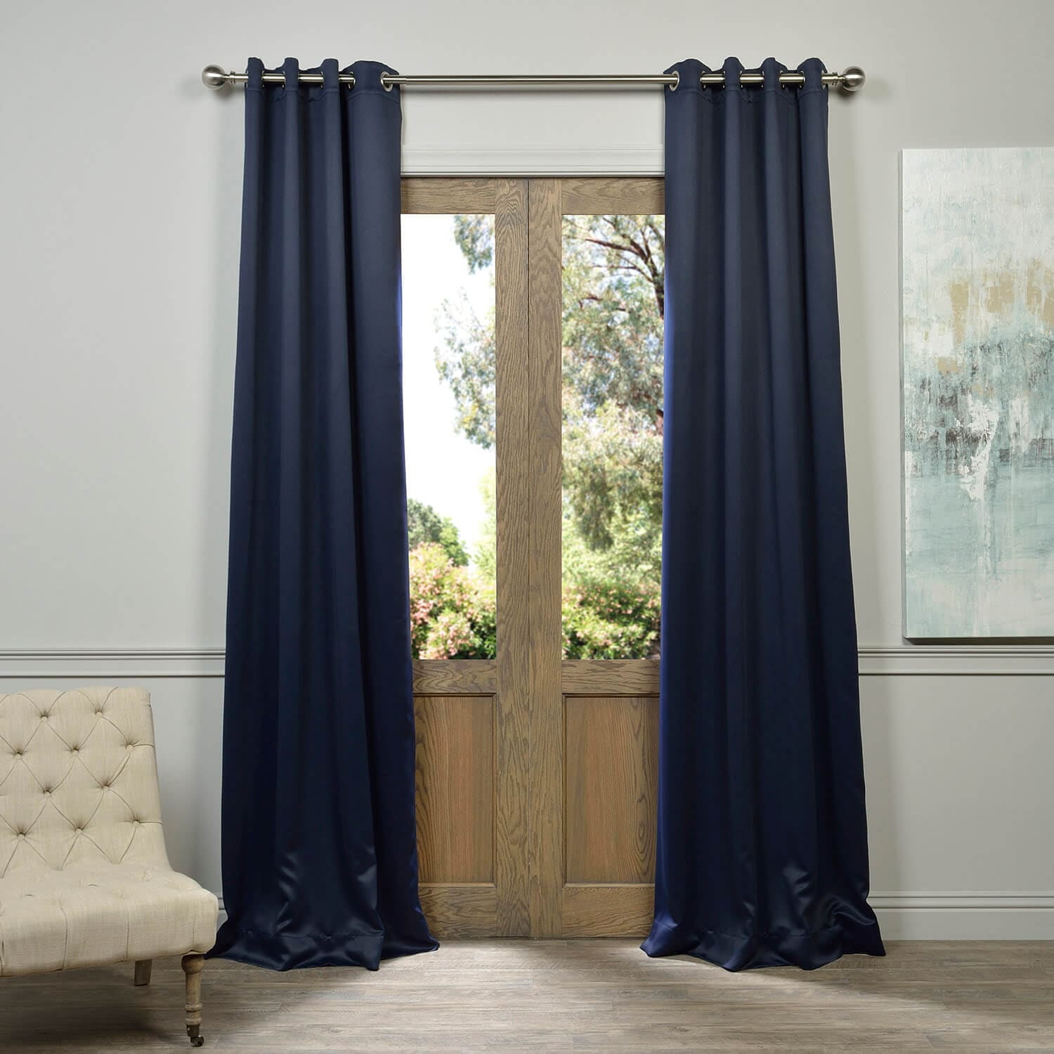 Half Price Drapes Navy Blue Grommet Room Darkening Curtains for Bedroom ...