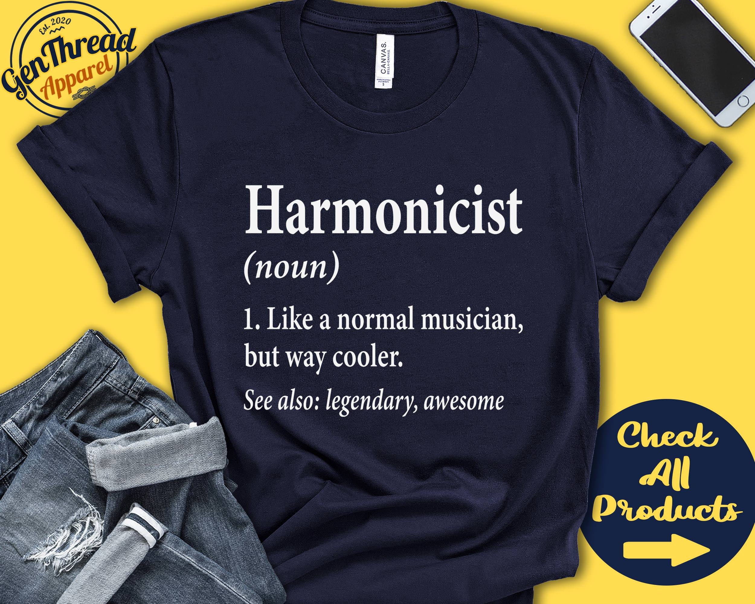Navy Blue Harmonicist Definition T-Shirt for Music Lovers and Harmonica ...