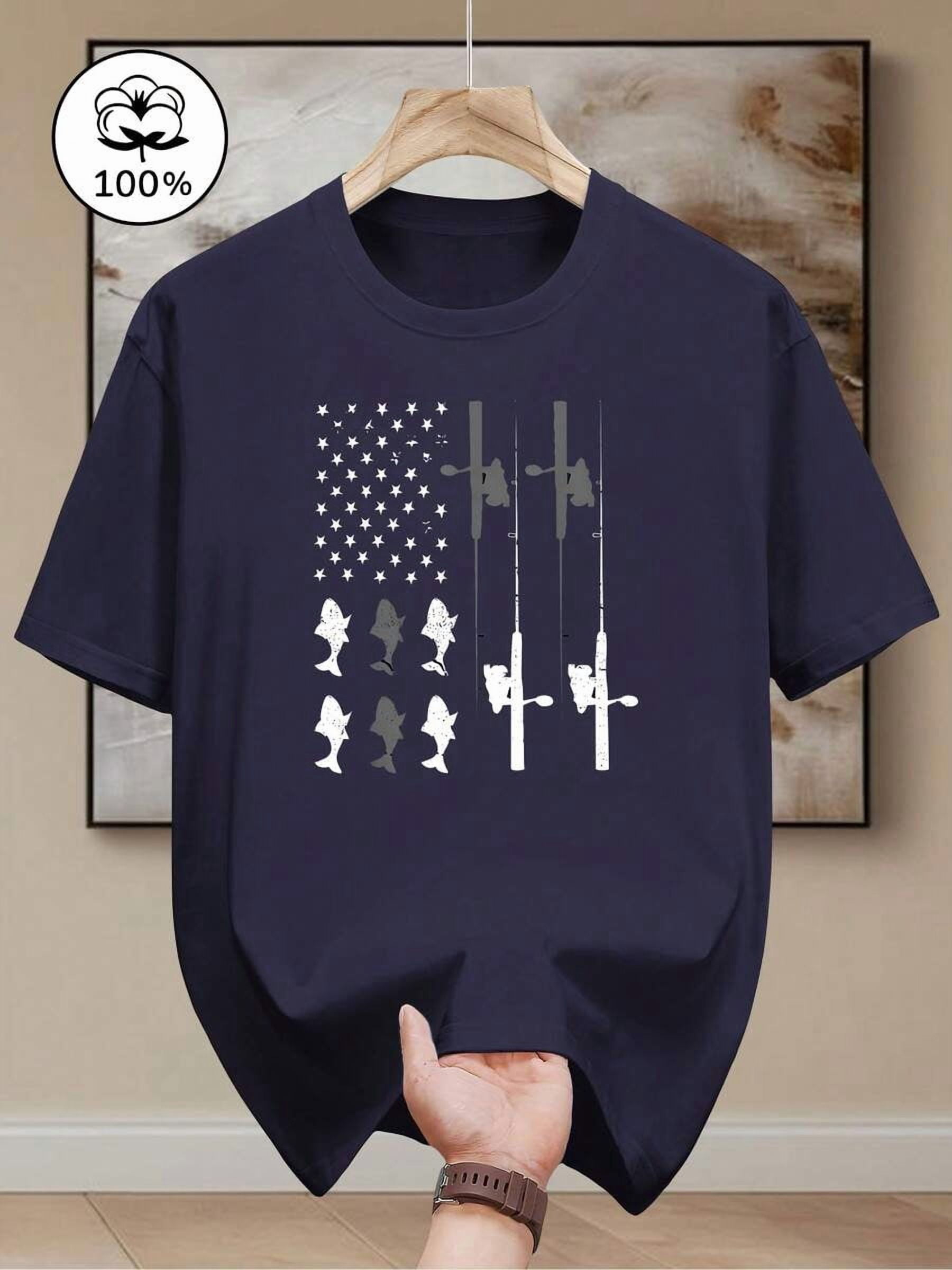 Navy Blue Heavyweight Cotton Graphic T-Shirt, Loose Fit Streetwear Crew ...
