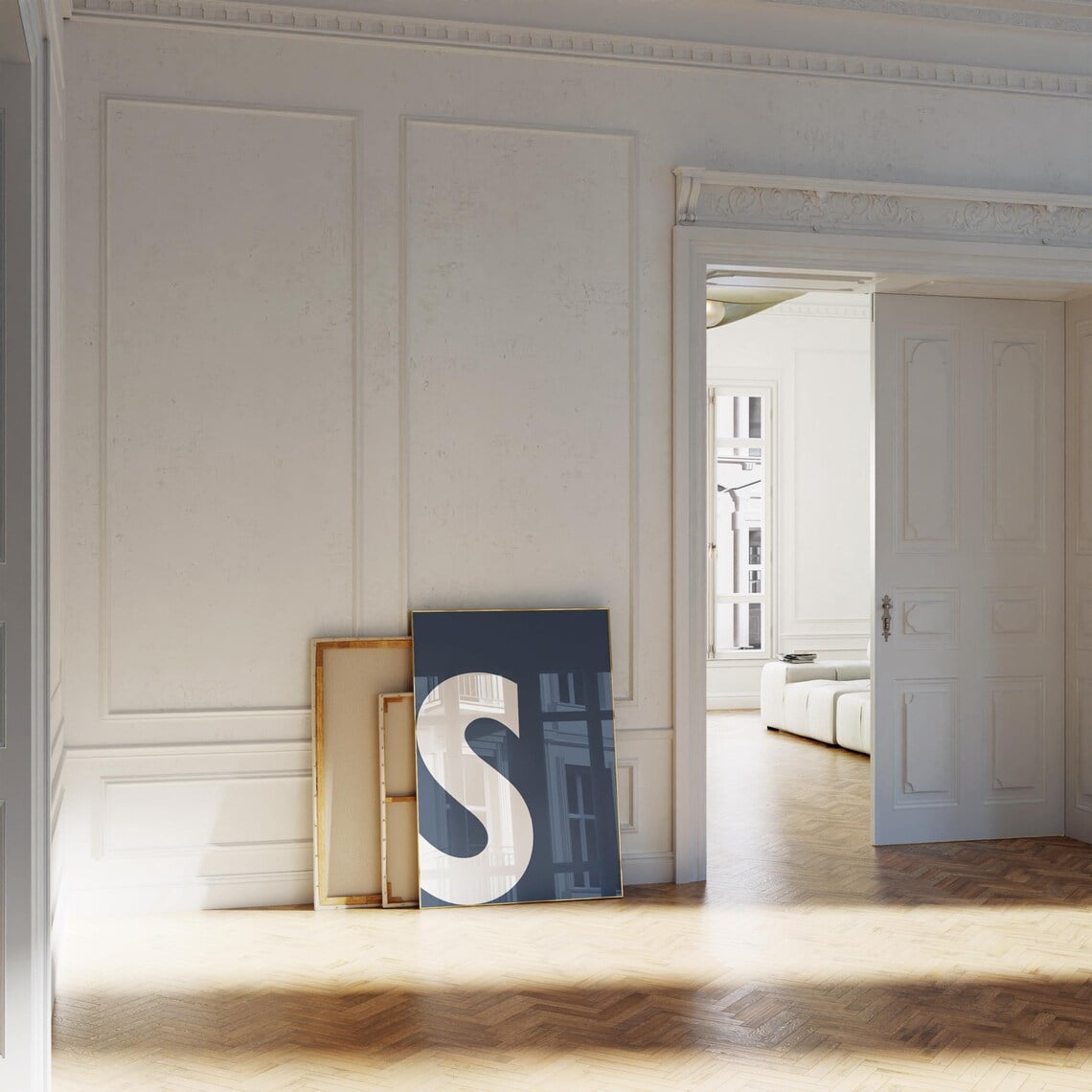 Navy Blue Initial S Print Bold Alphabet Wall Art Monogram Print Preppy ...