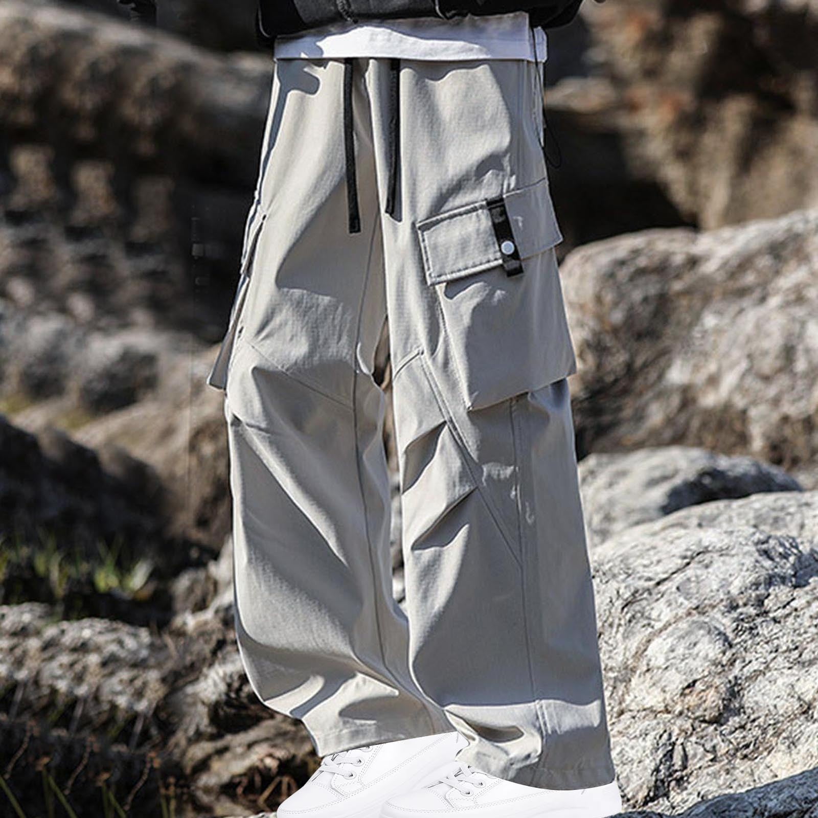 Navy Blue Jeans Men Wide Leg Cargo Pants Men Workout Sweatpants Baggy ...