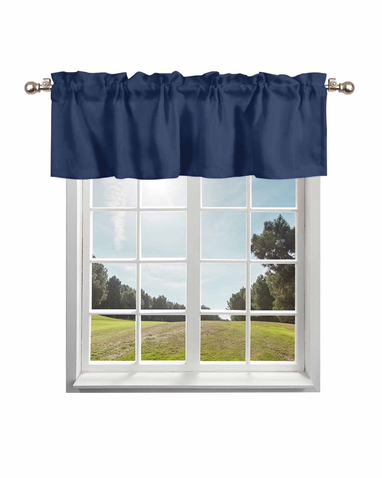 Navy Blue Kitchen Curtain Valances for Windows Farmhouse Short Curtains ...