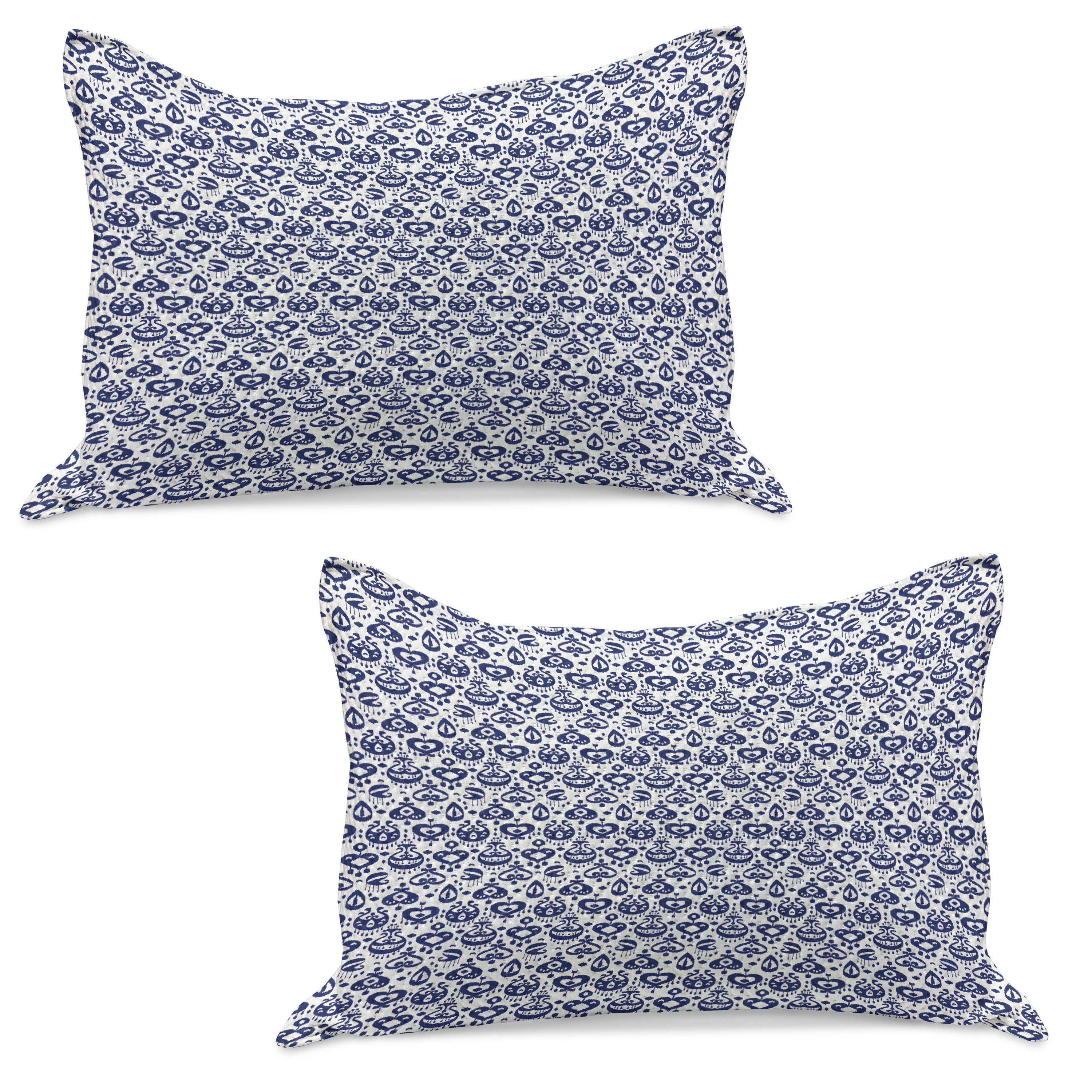 Navy Blue Knitted Quilt Pillowcover Set of 2, Traditional Ikat Pattern ...