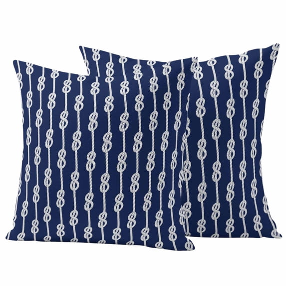 Navy Blue Knot Outdoor Pillow Covers 20"x20" Set of 2, Waterproof Throw ...