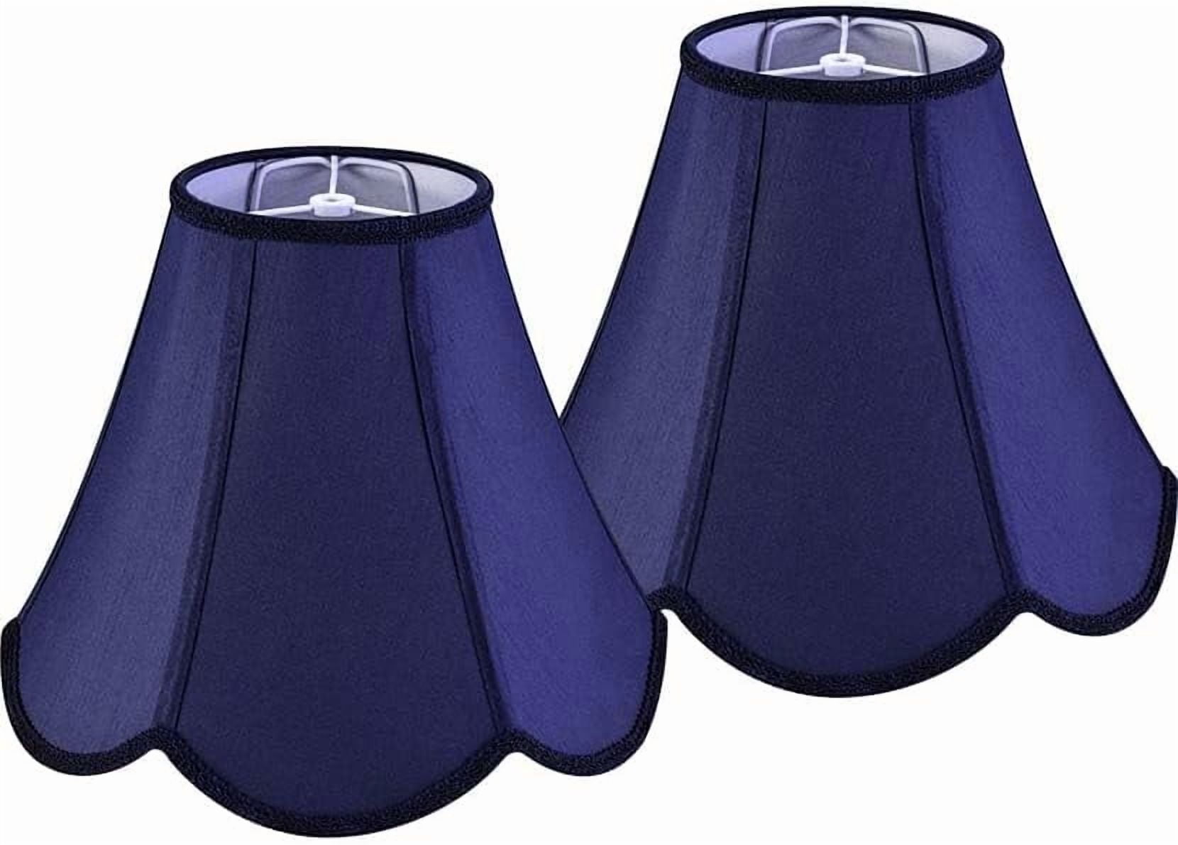 Navy Blue Lamp Shade Rayon Silk Bell Lamp Shades 2pc -Petal Edge Braid ...