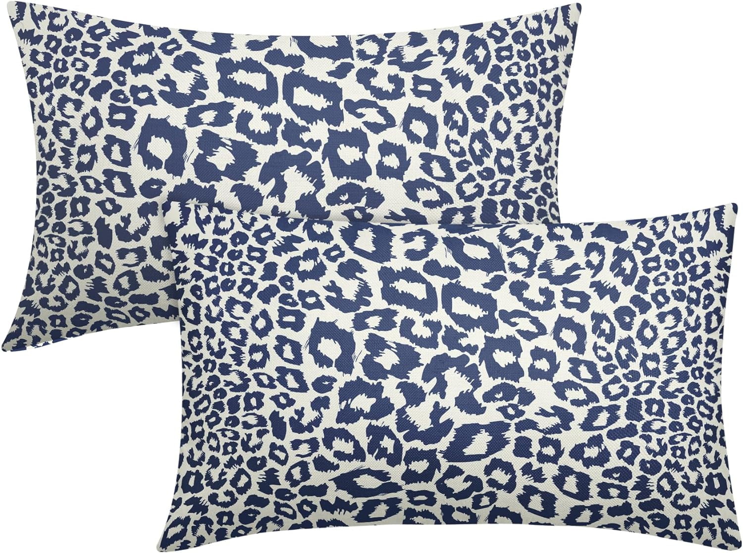 Navy Blue Leopard Print Lumbar Pillow Covers 12x20 Inch Set of 2 ...