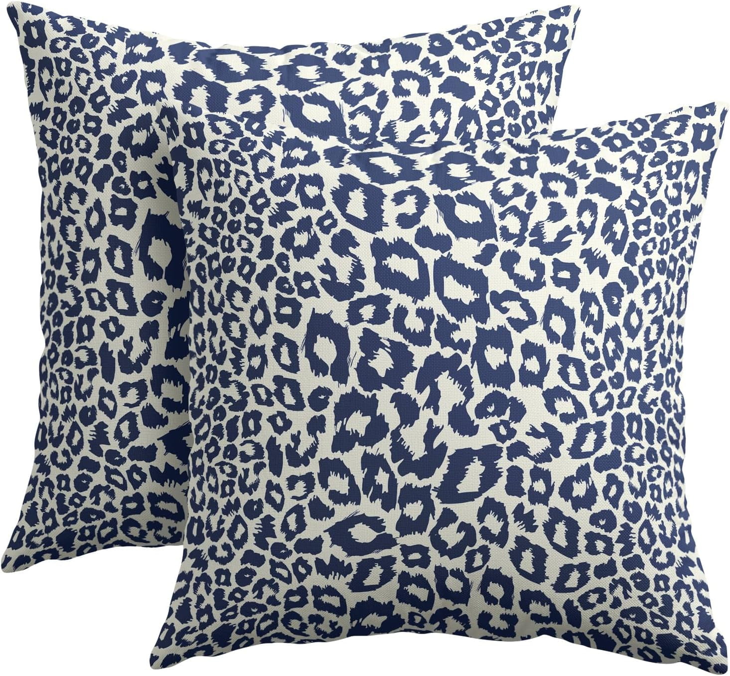 Navy Blue Leopard Print Pillow Covers 16x16 Inch Set of 2 Cheetah ...