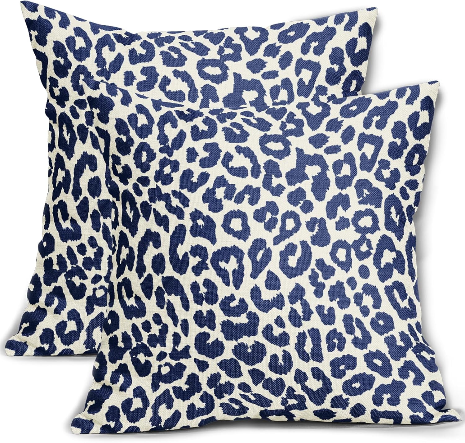 Navy Blue Leopard Print Pillow Covers 18x18 Set of 2 Cheetah Animal ...