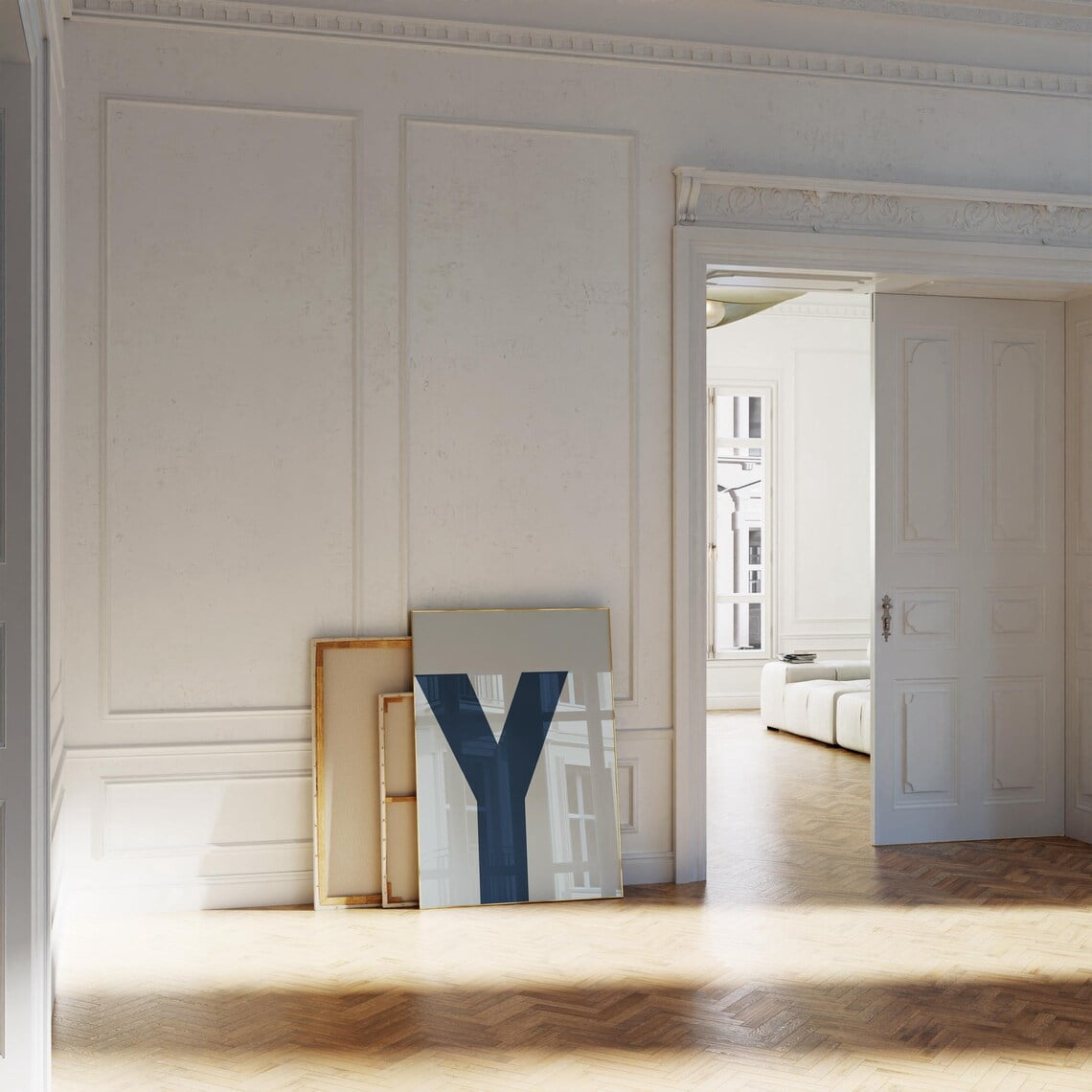 Navy Blue Letter Y Print Bold Initial Wall,Art Nursery, Dorm, College ...