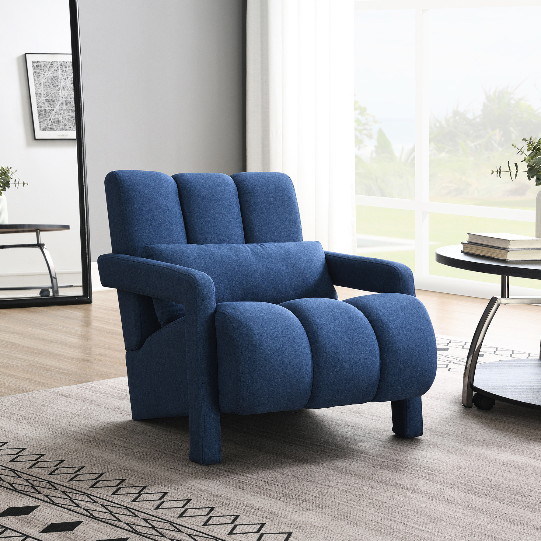 Navy Blue Linen - Comfortable Sitting for Reading - Living Room ...
