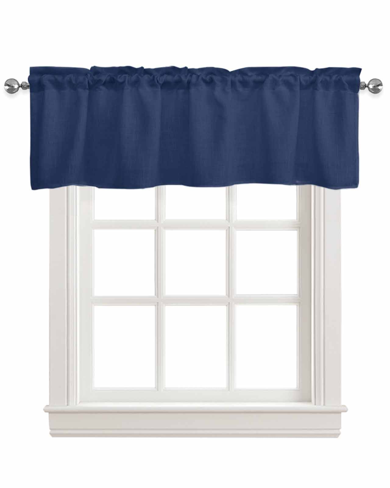 Navy Blue Linen Curtain Valance for Bedroom/Bathroom/Kitchen/Office ...