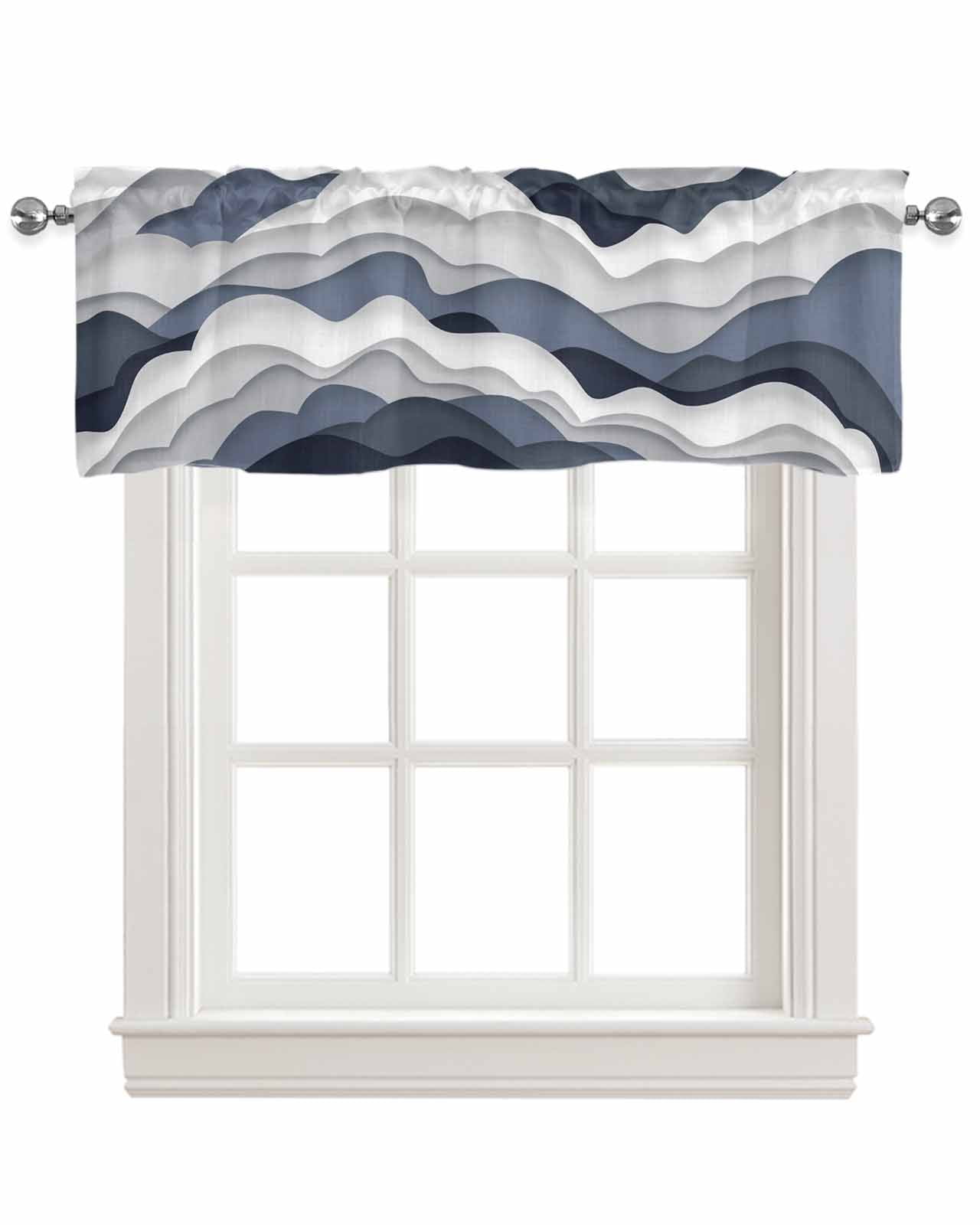 Navy Blue Linen Curtain Valance for Bedroom/Bathroom/Kitchen/Office ...