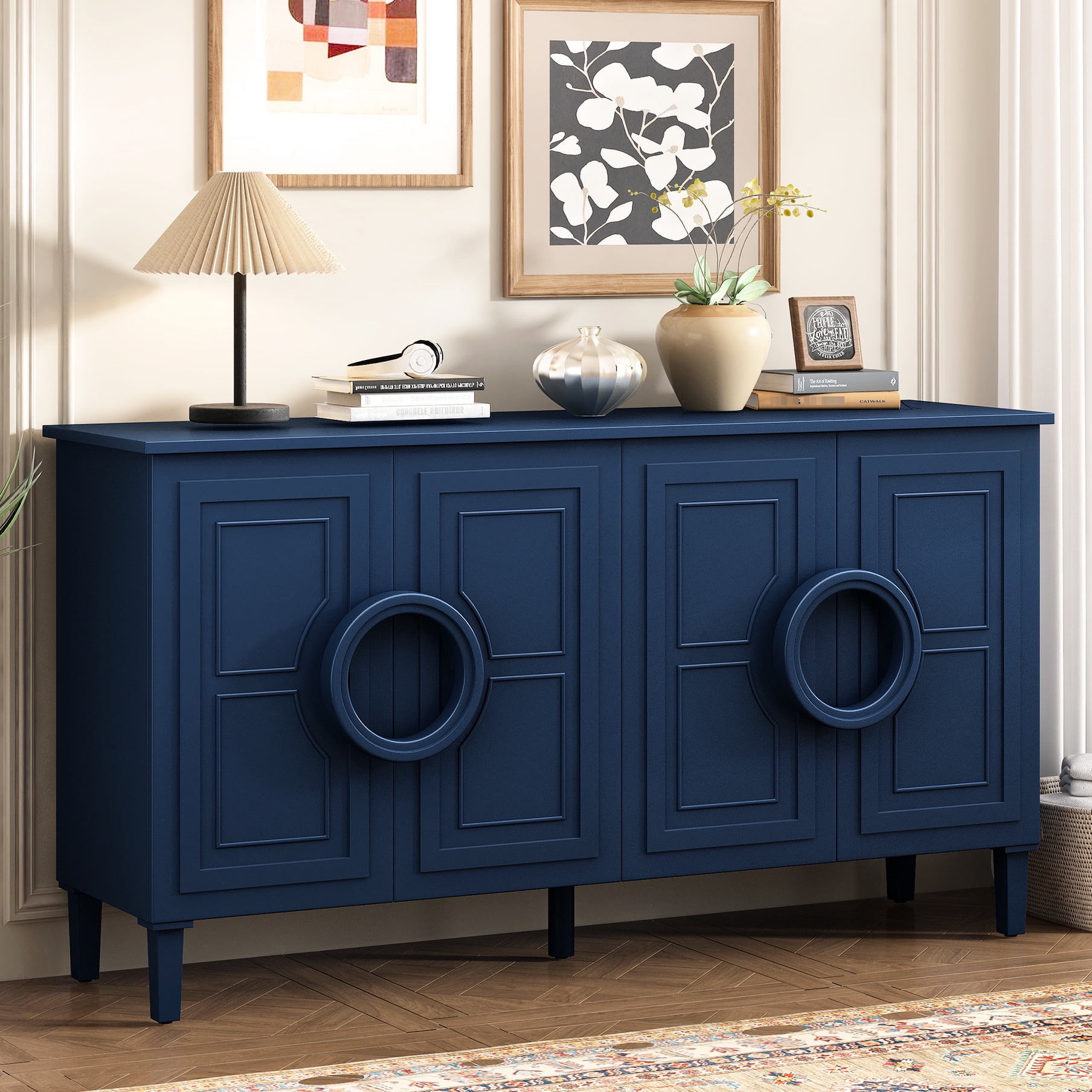 Navy Blue MDF Cabinet - Classic French Frame and Easy - to - Use ...