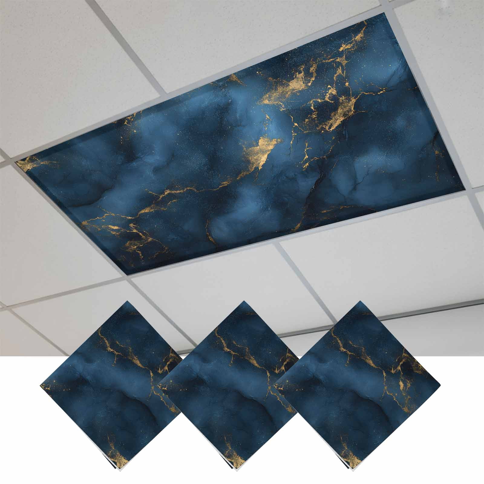 Navy Blue Magnetic Fluorescent Light Covers for Ceiling Lights 2x4 Feet ...
