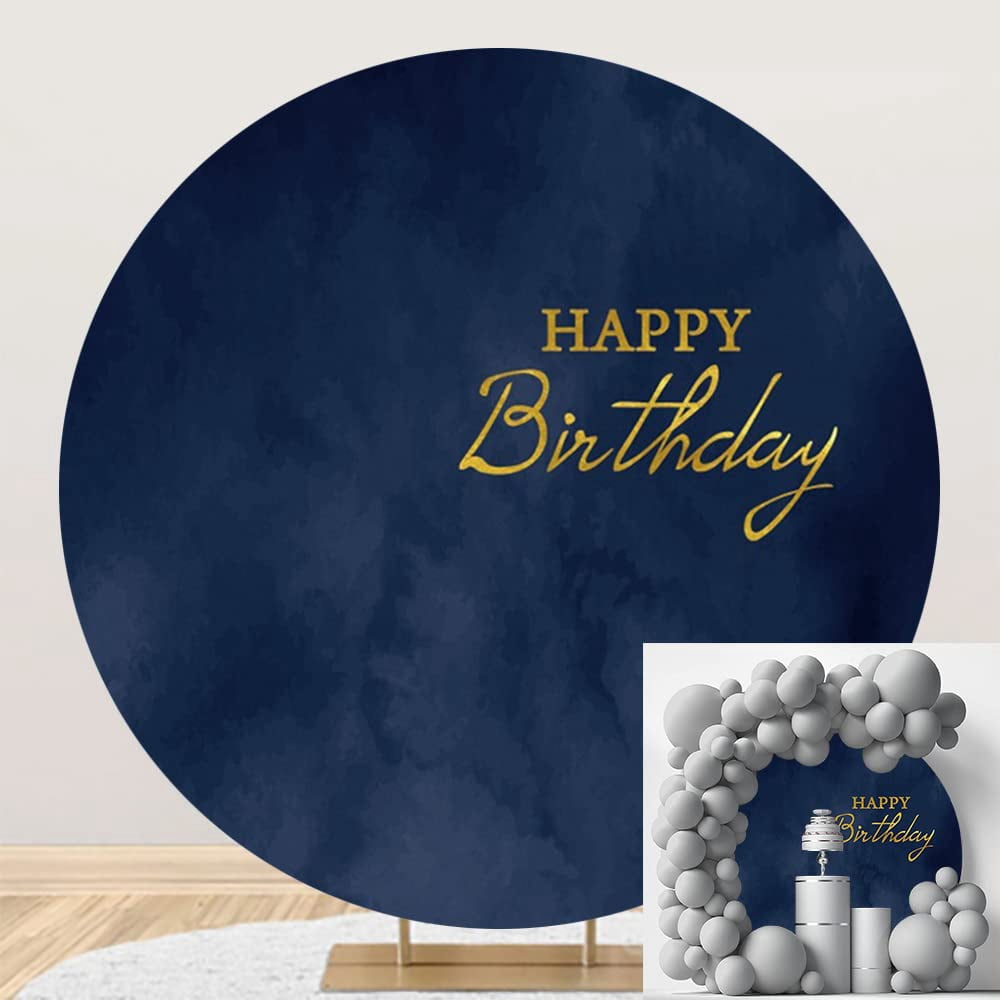 Navy Blue Marble Birthday Party Round Backdrop Cover Navy Blue Marble ...