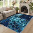 Navy Blue Marble Cheetah Area Rugs, Animal Print Abstract Carpet ...