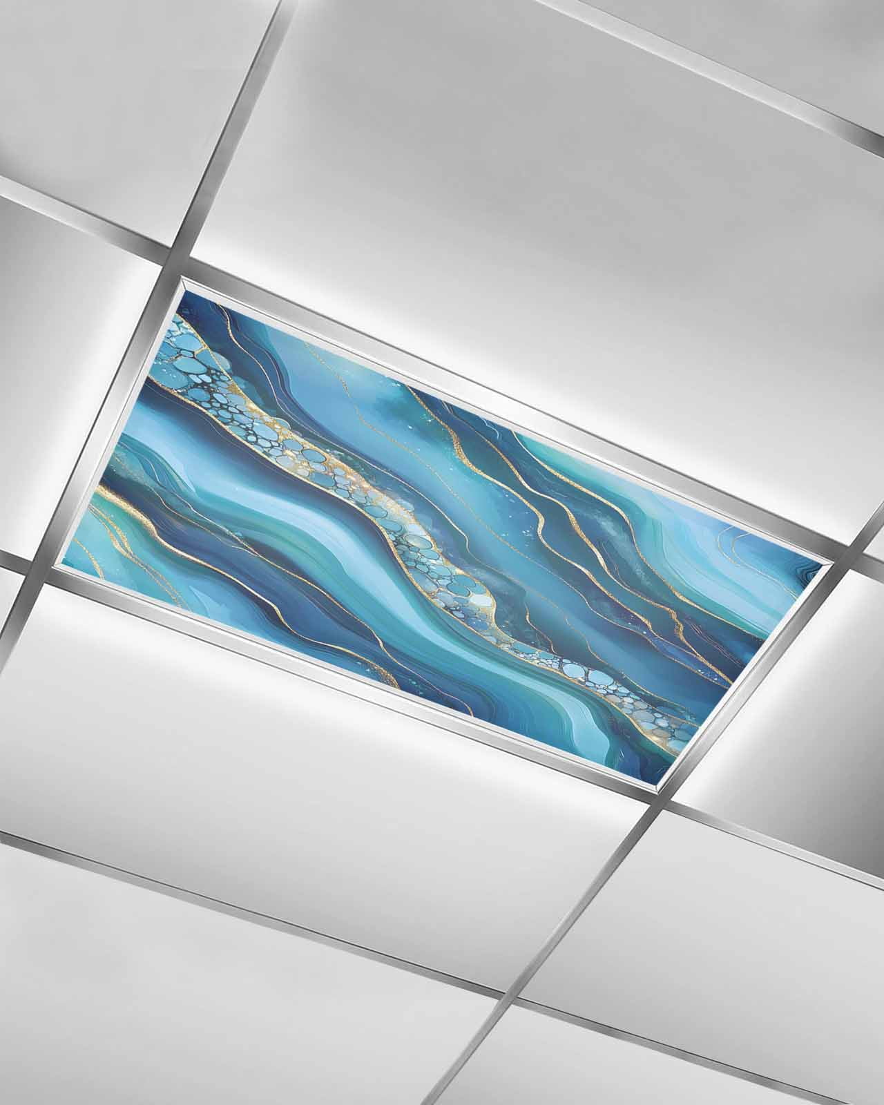 Navy Blue Marble Fluorescent Light Covers for Ceiling Lights 4x2 feet,1 ...
