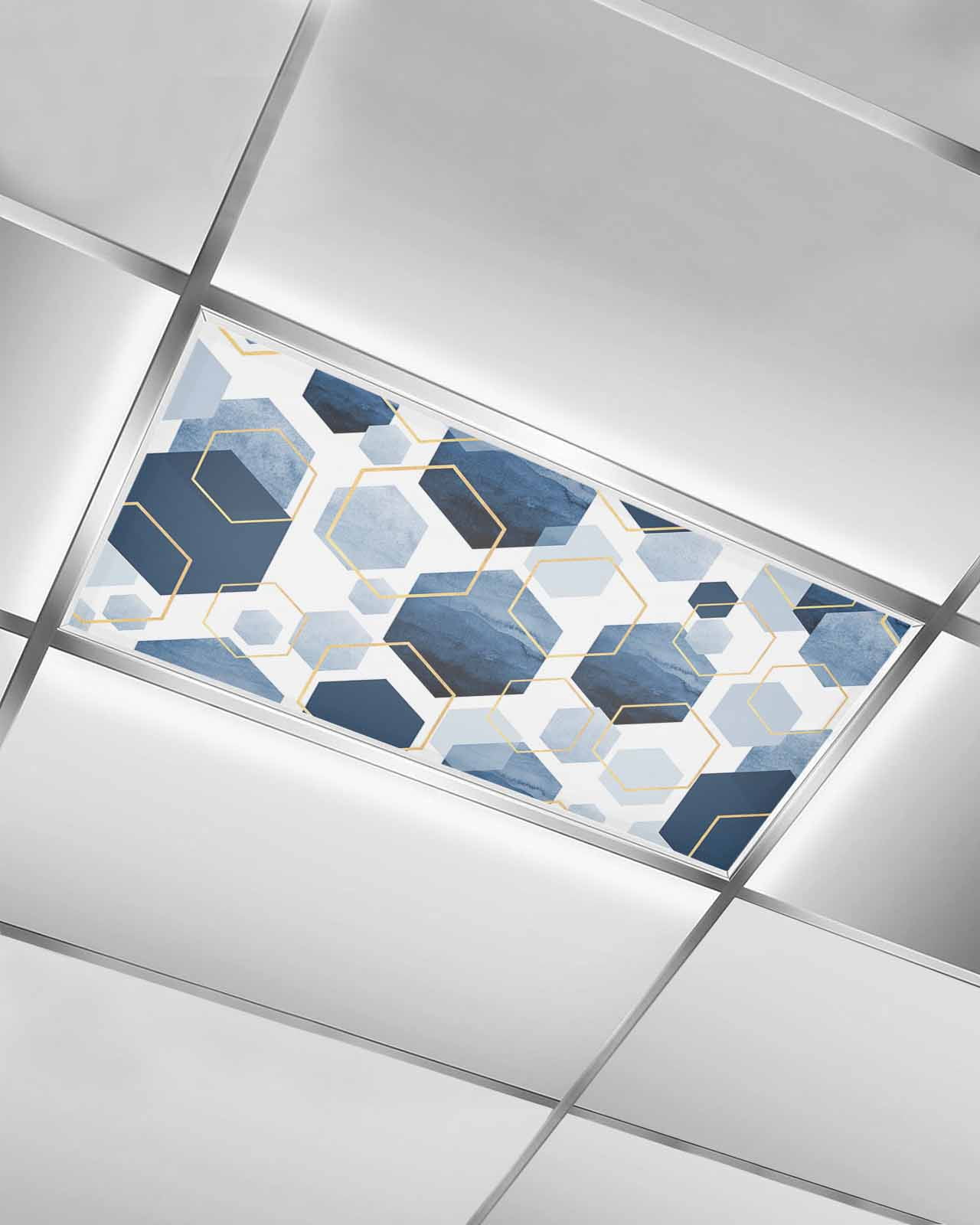 Navy Blue Marble Fluorescent Light Covers for Ceiling Lights 4x2 feet,1 ...