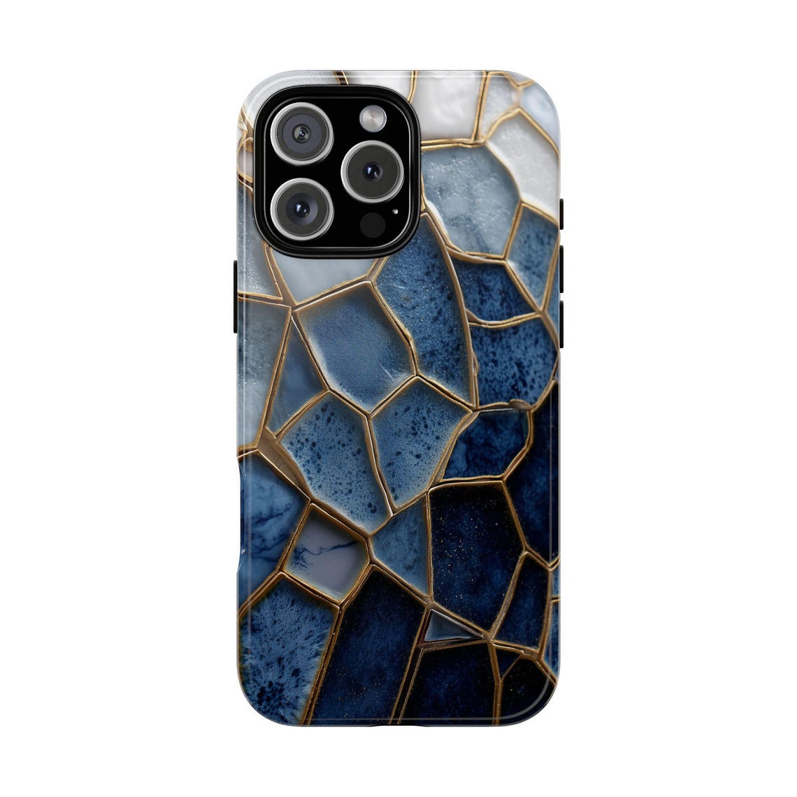 Navy Blue Marble Gold Gradient Mosaic Tiles Art Phone Case for iPhone ...