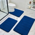 Navy Blue Memory Foam Bathroom Rug Set 3 Piece, Non Slip Extra Soft ...