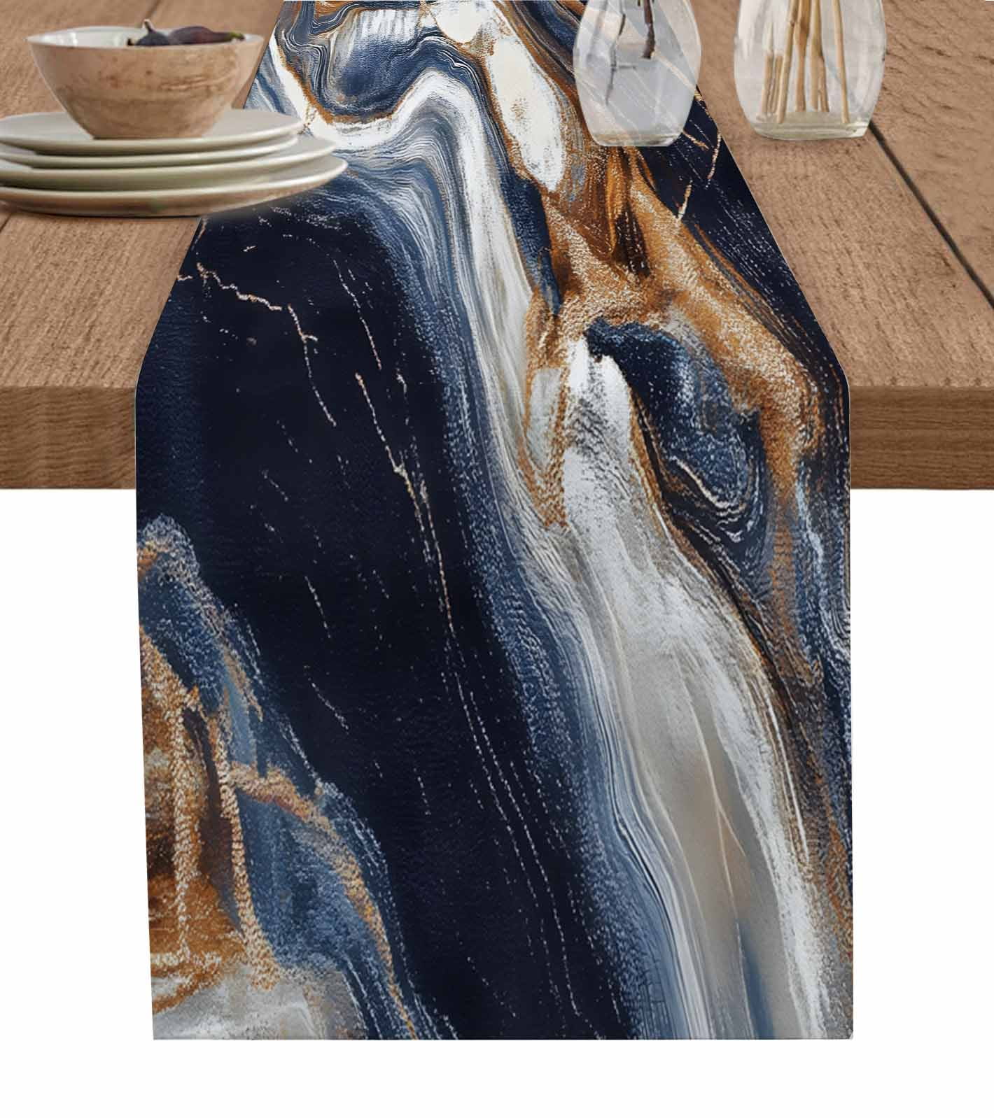 Navy Blue Minimalist Art Burlap Cotton Table Runner 13x90 Inches Long ...