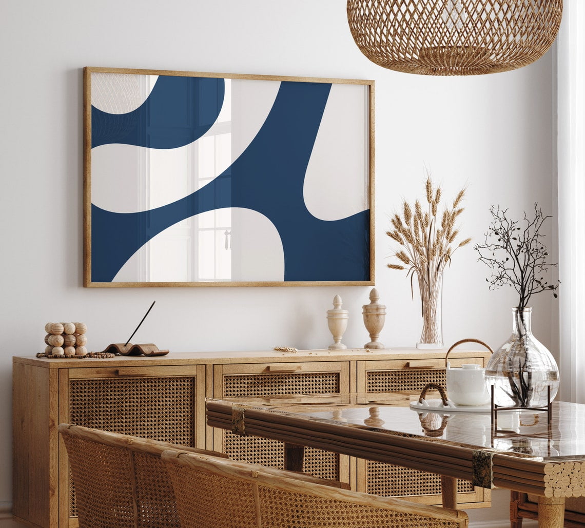 Navy Blue Modern Abstract Print // Navy Minimalist Wall Art, Modern Art ...