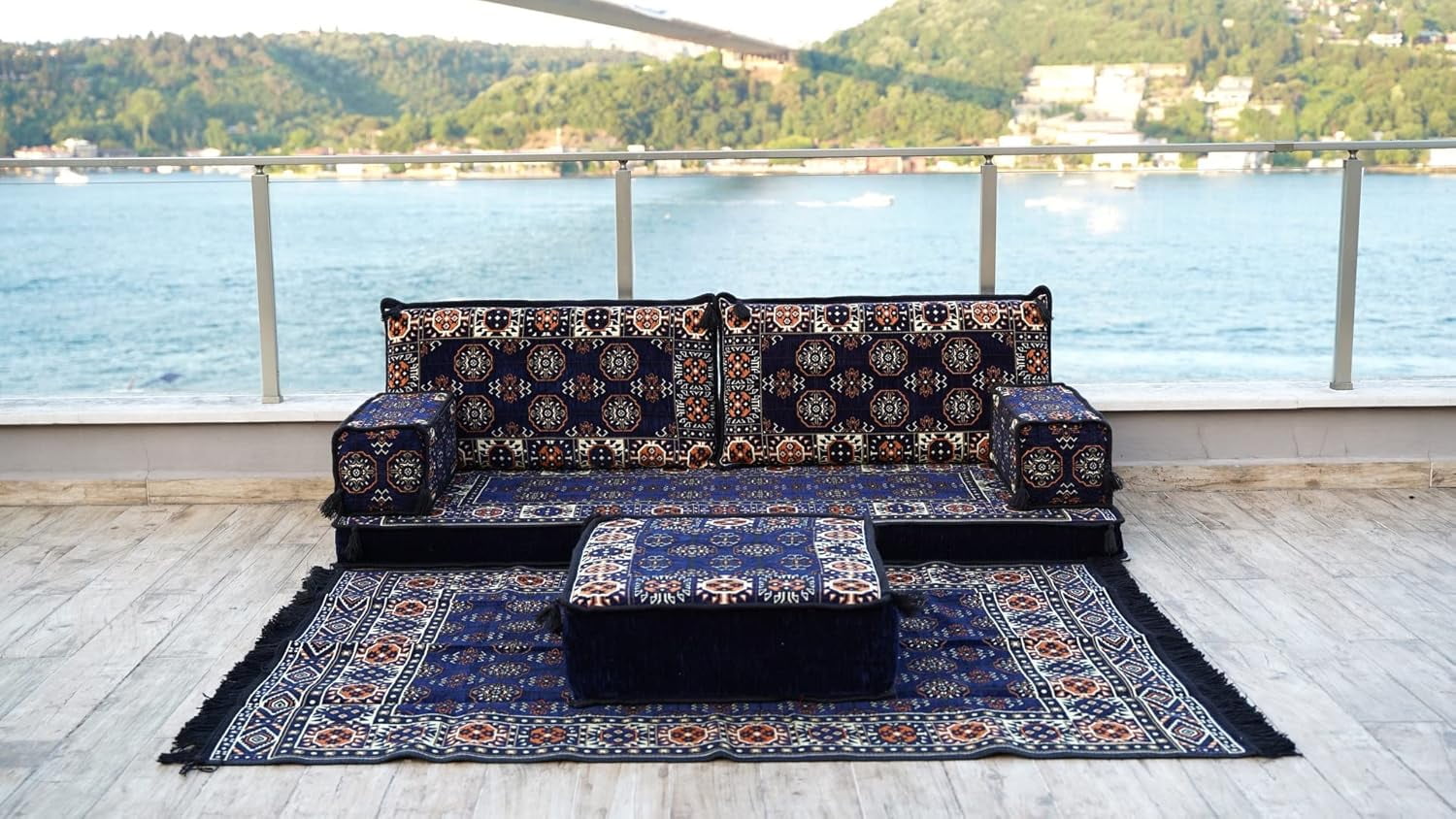 Navy Blue Modular Couch, Floor Seating Sofa, Turkish Sofa, Floor ...