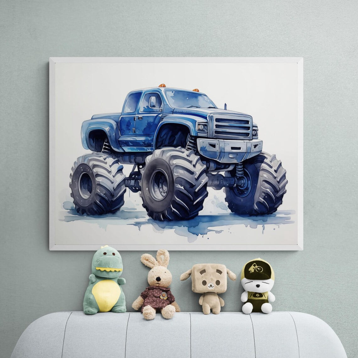 Navy Blue Monster Truck, Car Poster, Automotive Wall Art, Vehicle Print ...