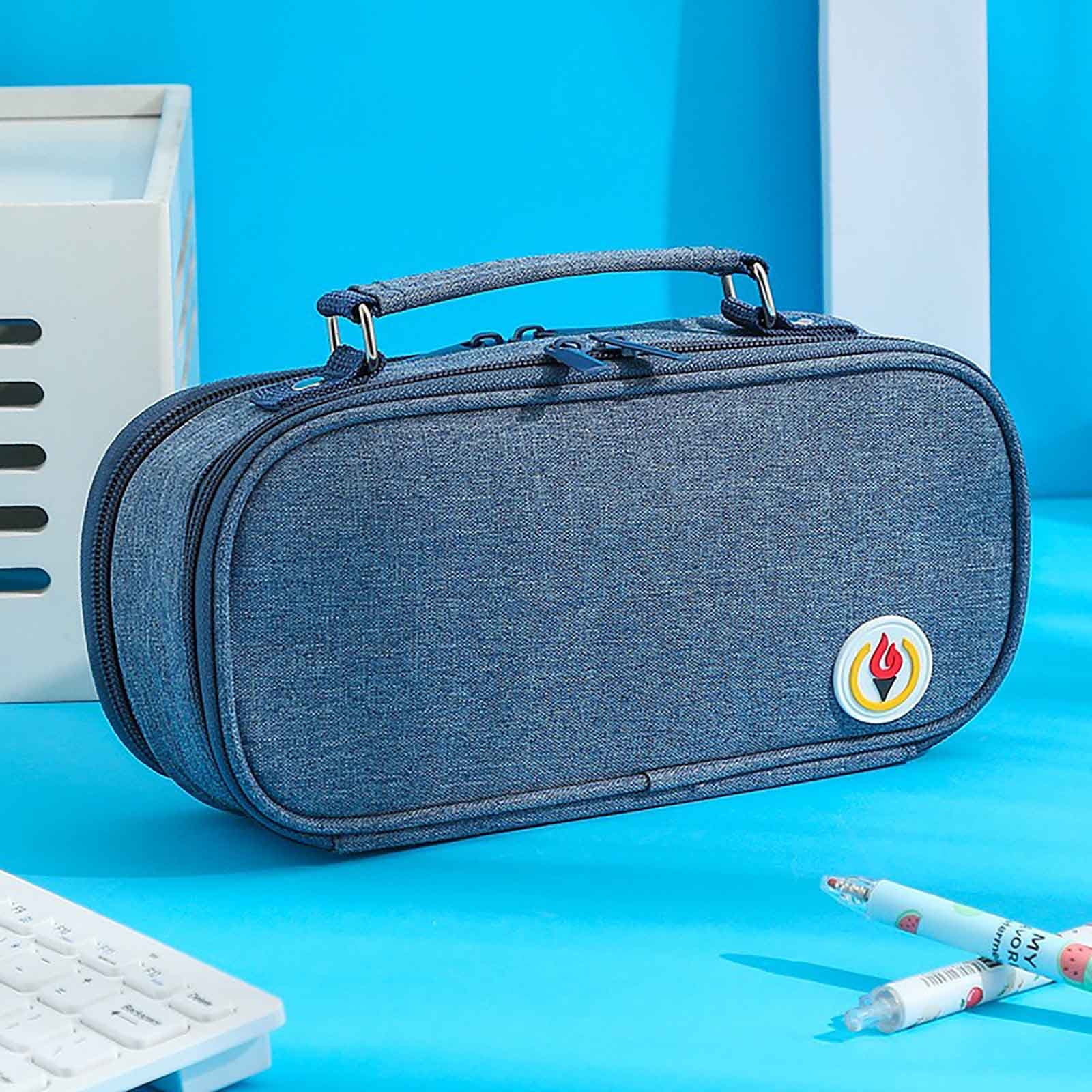 Navy Blue Multi-Pocket Academic Essentials Pouch - 9.84"x4.72"x2.36 ...