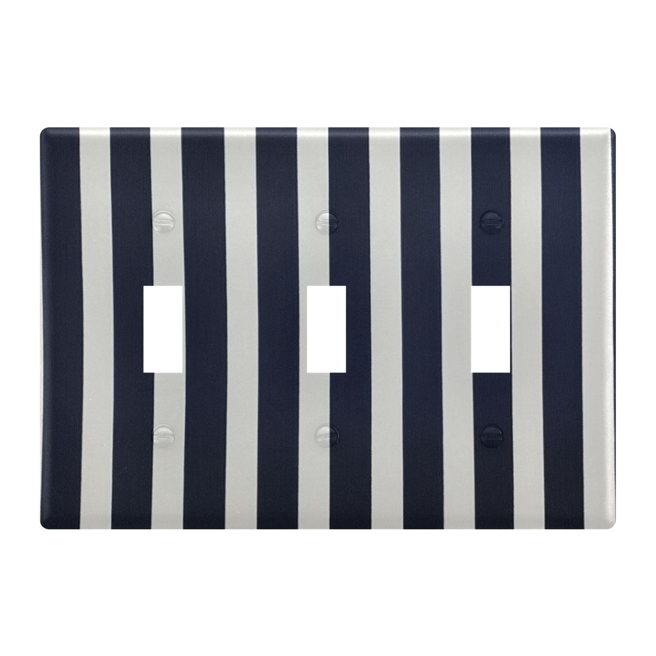 Navy Blue Narrow Vertical Stripes Light Switch Cover Electrical Outlet ...