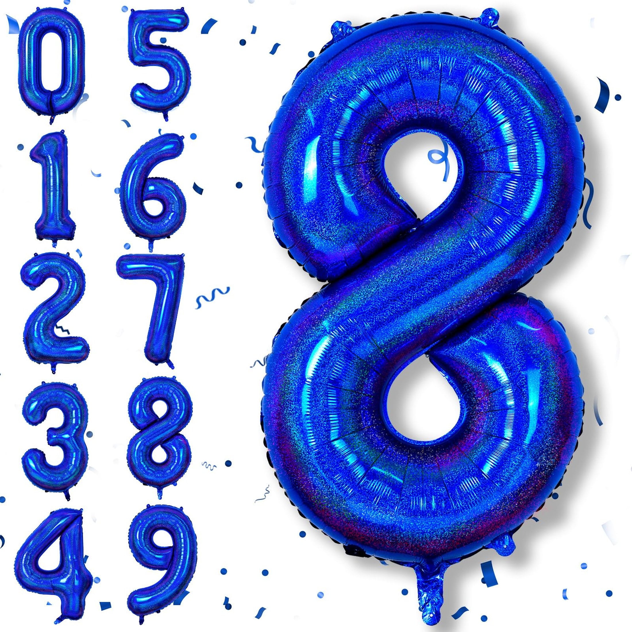 Navy Blue Number 8 Helium Balloons - Big 40 Inch Self-Inflating Globos ...