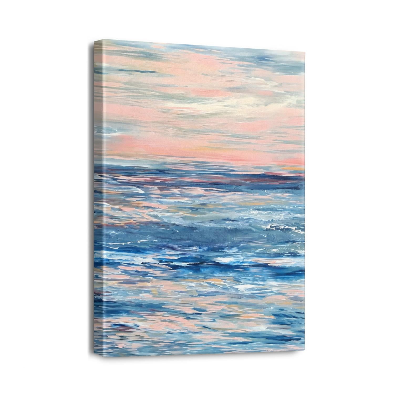 Navy Blue Oasis - Beach Canvas Wall Decor with Coastal Ocean Prints ...