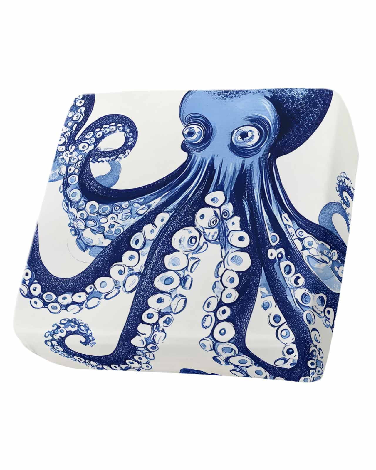 Navy Blue Octopus Coastal Sofa Couch Cushion Covers Washable, Removable ...