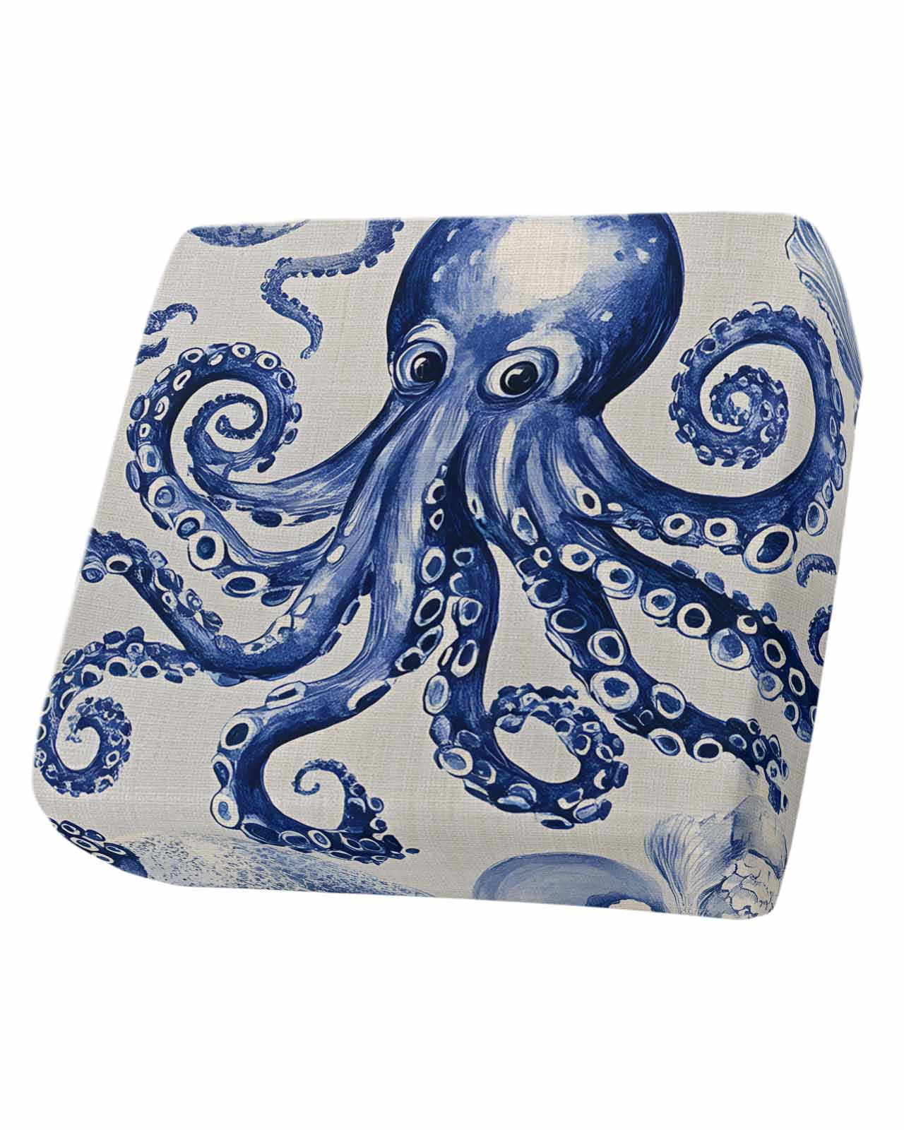 Navy Blue Octopus Coastal Sofa Couch Cushion Covers Washable, Removable ...