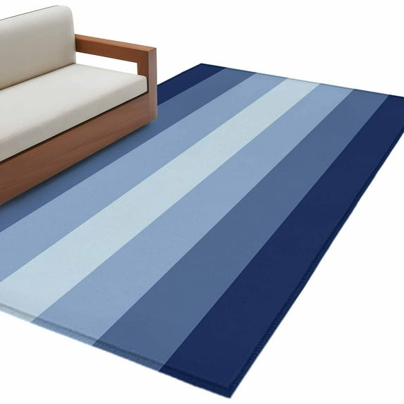 Navy Blue Ombre 3'x5' Washable Rug, Gradient Navy Blue Woods Farmhouse ...