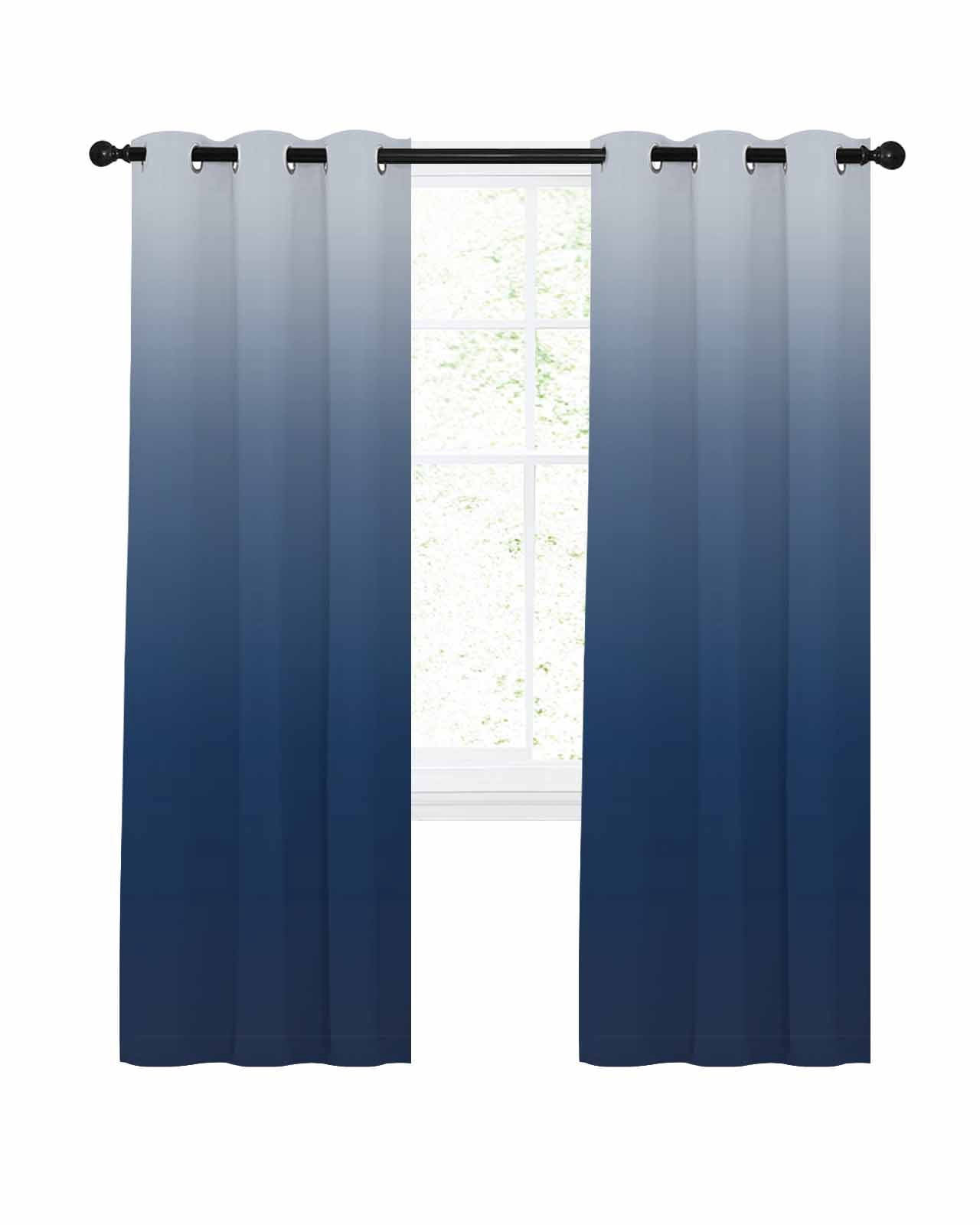 Navy Blue Ombre Blackout Curtains 45 Inches Long for Bedroom, Modern ...
