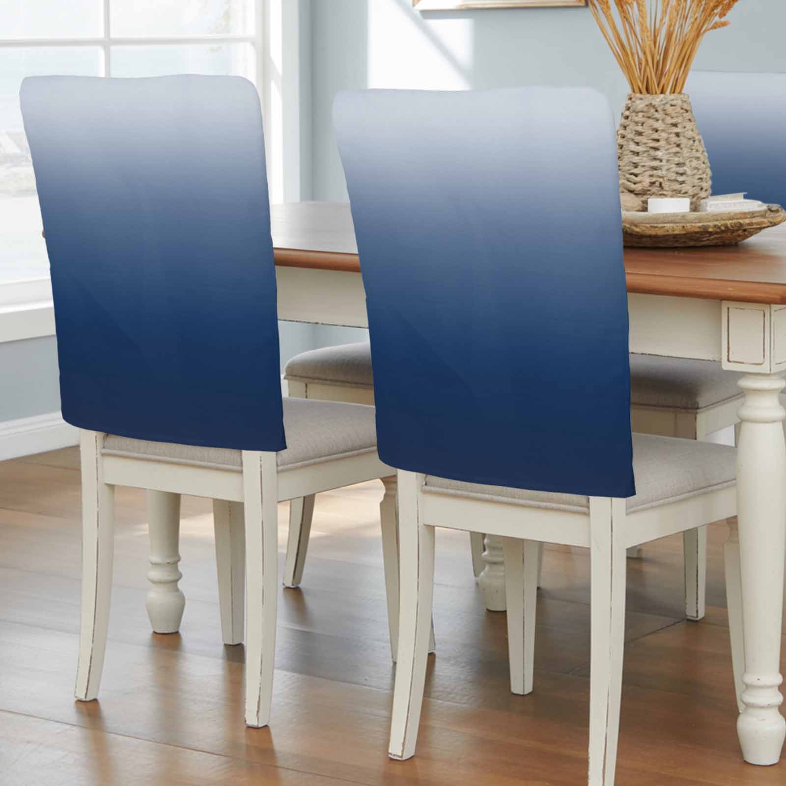 Navy Blue Ombre Chair Back Covers, Ombre Minimalist Modern Art ...